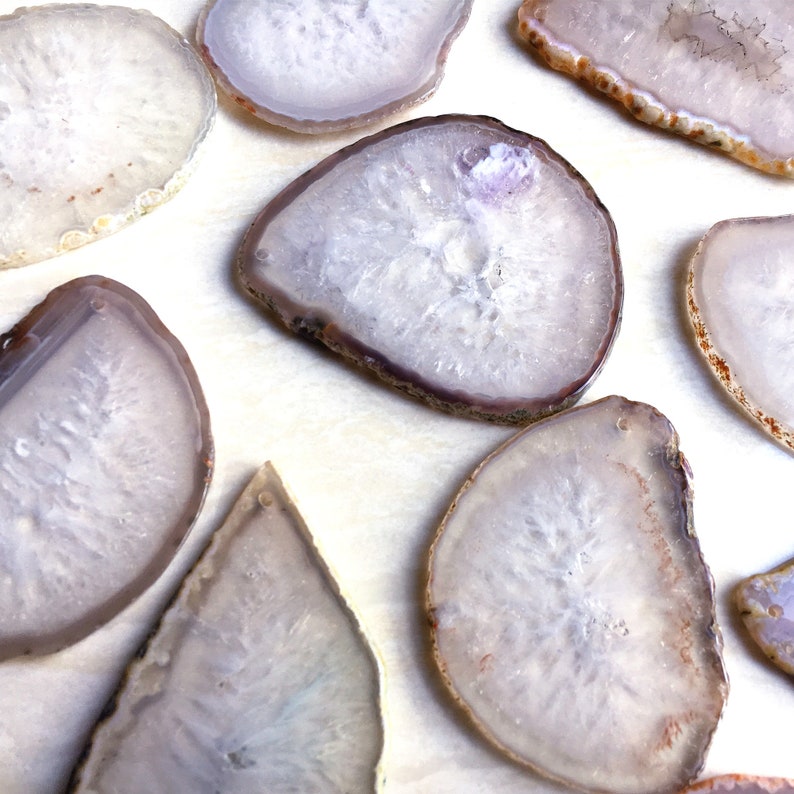 WHOLESALE Natural Grey White Agate Geode Slice Druzy Drusy | Etsy