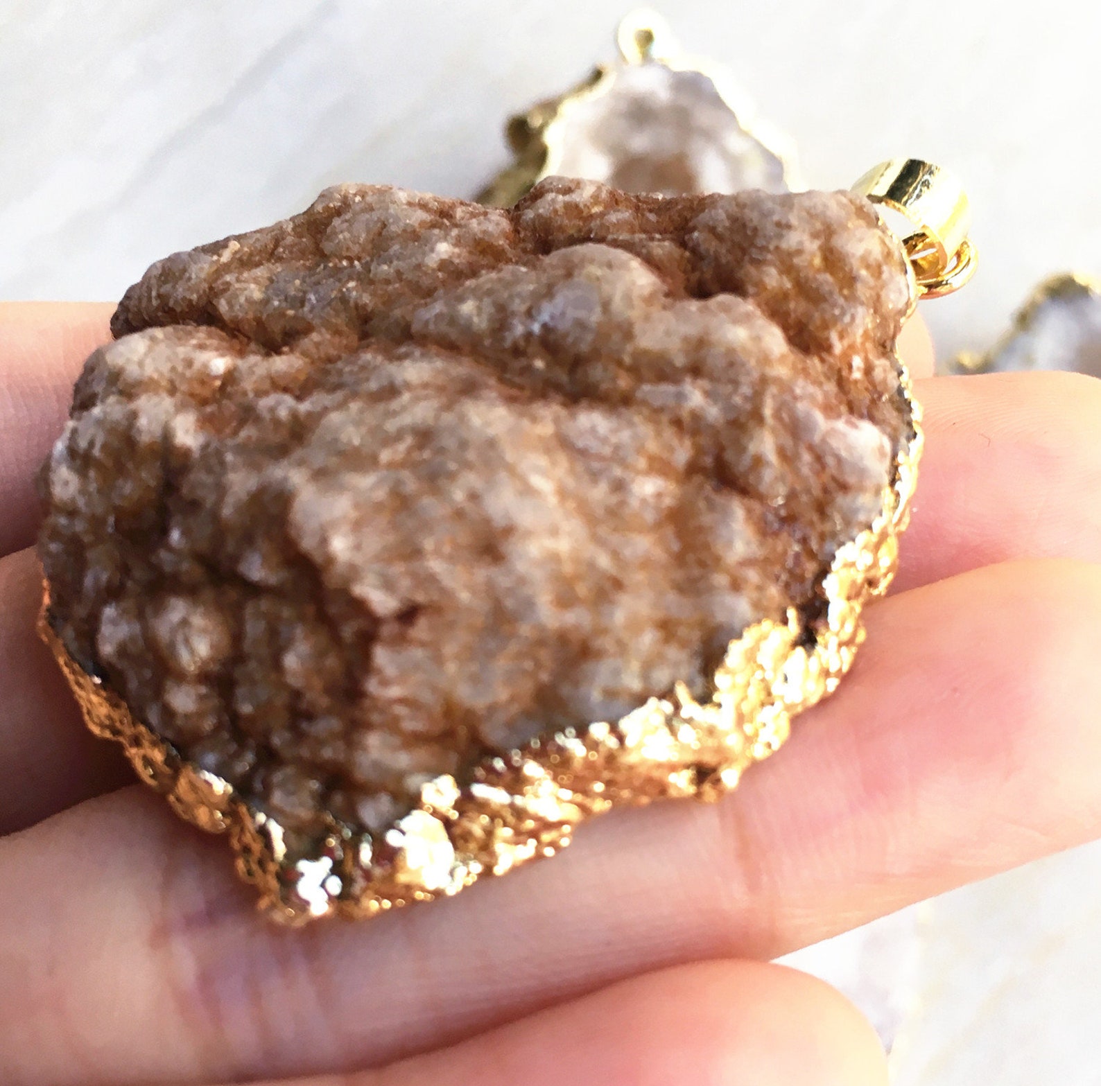 Sparkle Geode Agate Druzy Druzzy Pendant Charm With Gold - Etsy