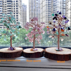 Fir Wood Discs With Gemstone Chip Crystal Quartz Tree of Life, Chakra ...