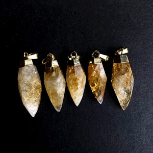 Natural Faceted Citrine Stone Pendant // Citrine Gemstone Point Pendant ...