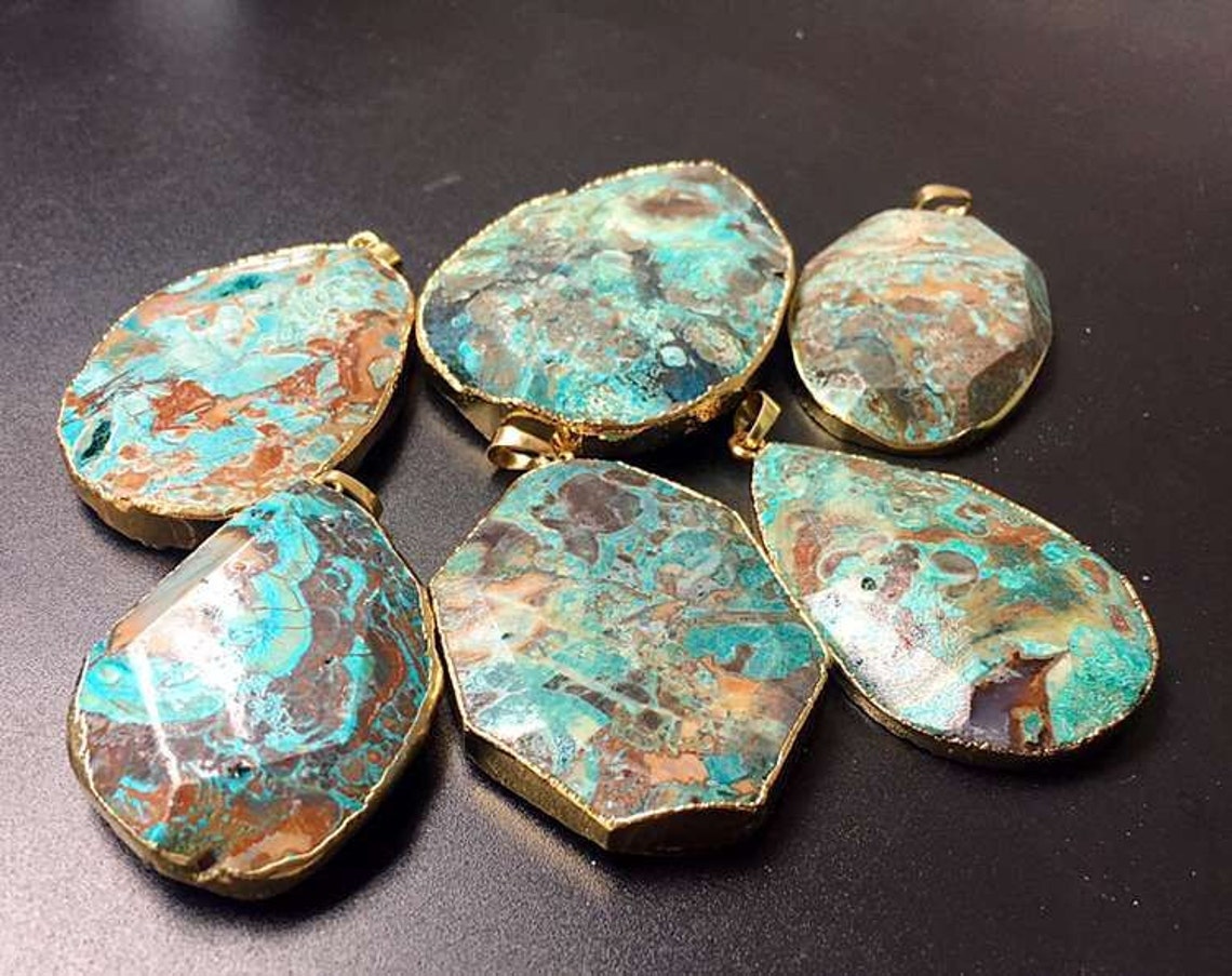 Beautiful Natural Stone Blue impression Jasper Pendant | Etsy