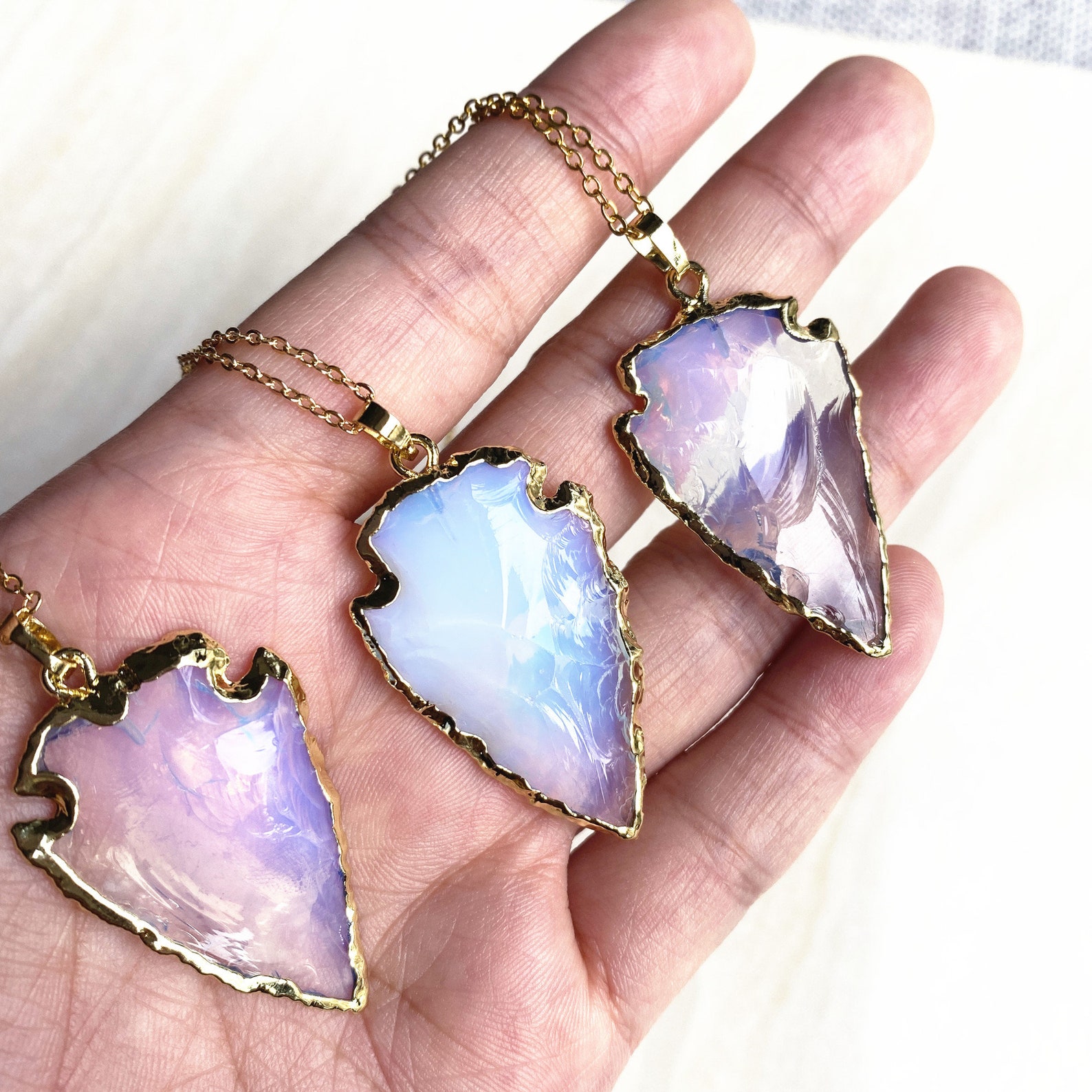 Opalite Arrowhead Pendant With Gold Bails Healing Crystal - Etsy