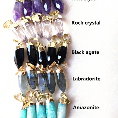 Natural Amethyst Petite Spike Point Pendant Charm With 24k - Etsy