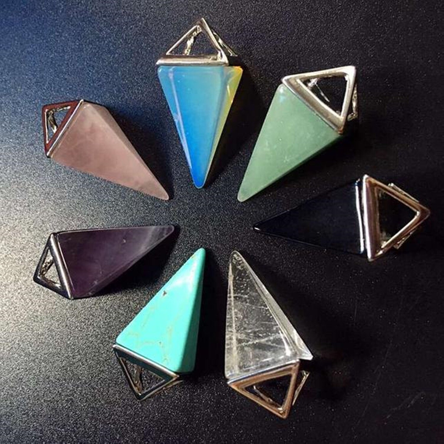 Natural Crystal Quartz Triangle Pyramid Pendant Gemstone | Etsy