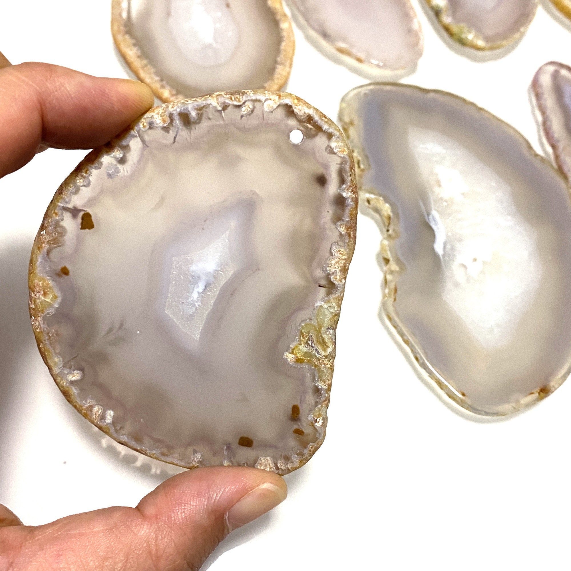 WHOLESALE Natural Grey White Agate Geode Slice Druzy Drusy | Etsy