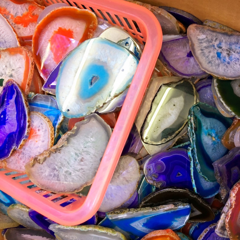 WHOLESALE Natural Grey White Agate Geode Slice Druzy Drusy - Etsy