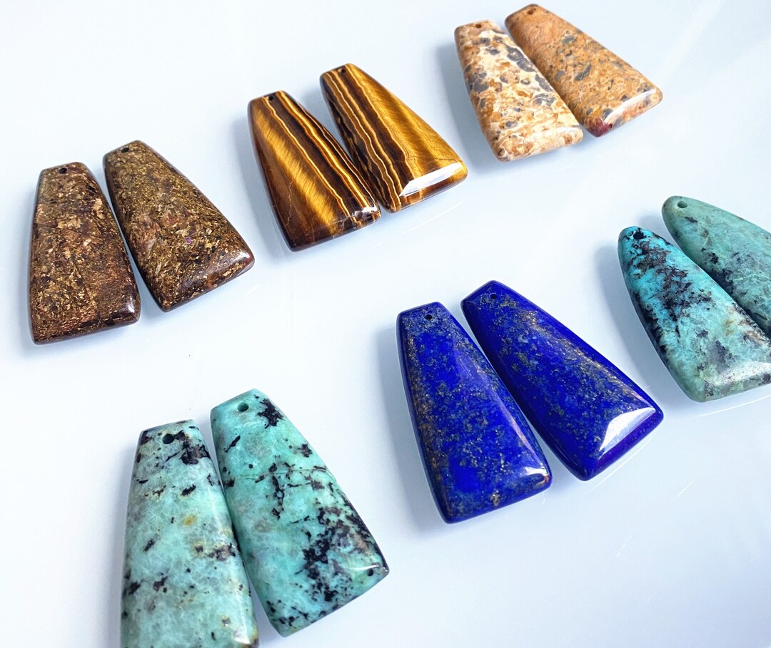 Trapezoid Shaped Healing Crystal Quartz Gemstone With Hole, Tiger Eyes ...