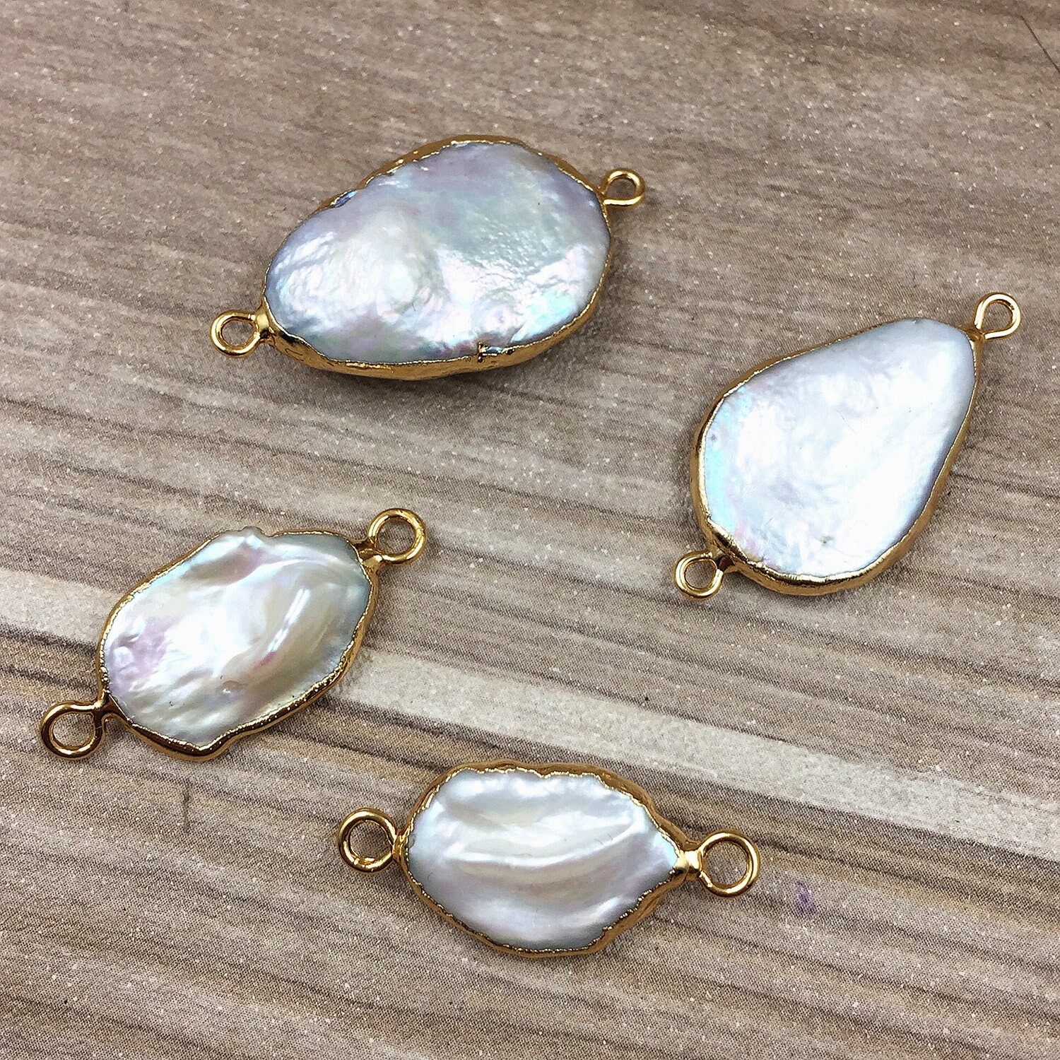 Petite Natural Mother of Pearl Shell Pendant Double Bail - Etsy