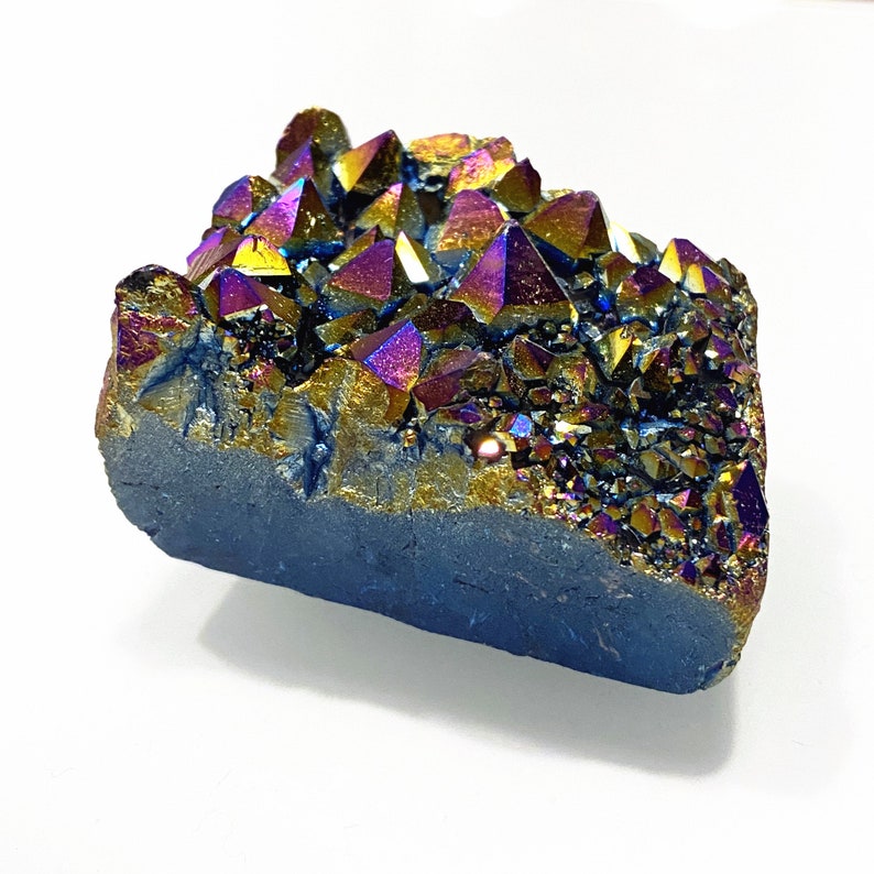 Unique Titanium Coated Rainbow Quartz Geode Cluster Specimen Stone ...
