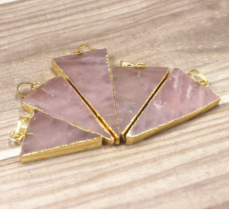 Natural Rose Quartz Triangle Pendant // Healing Gemstone | Etsy