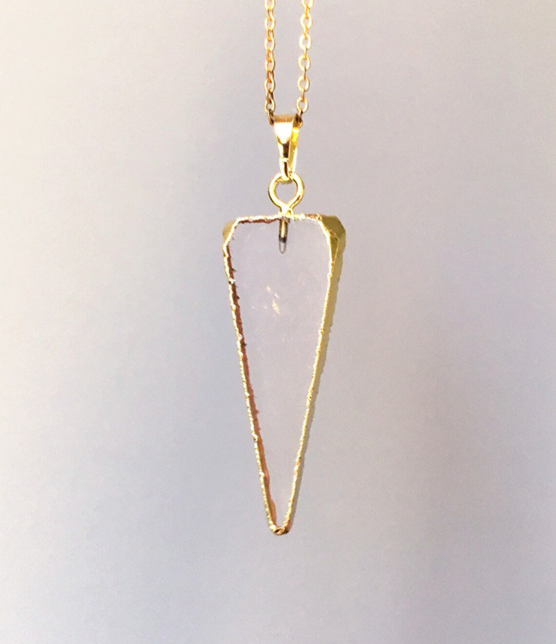Natural Rock Quartz Triangle Pendant // Healing Gemstone | Etsy