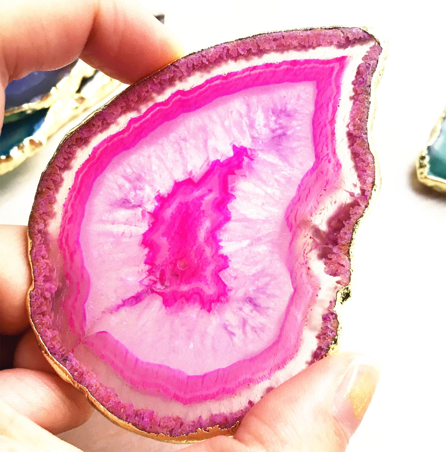 Agate Geode Slice Large Geode Agate Slice Druzy With Gold | Etsy