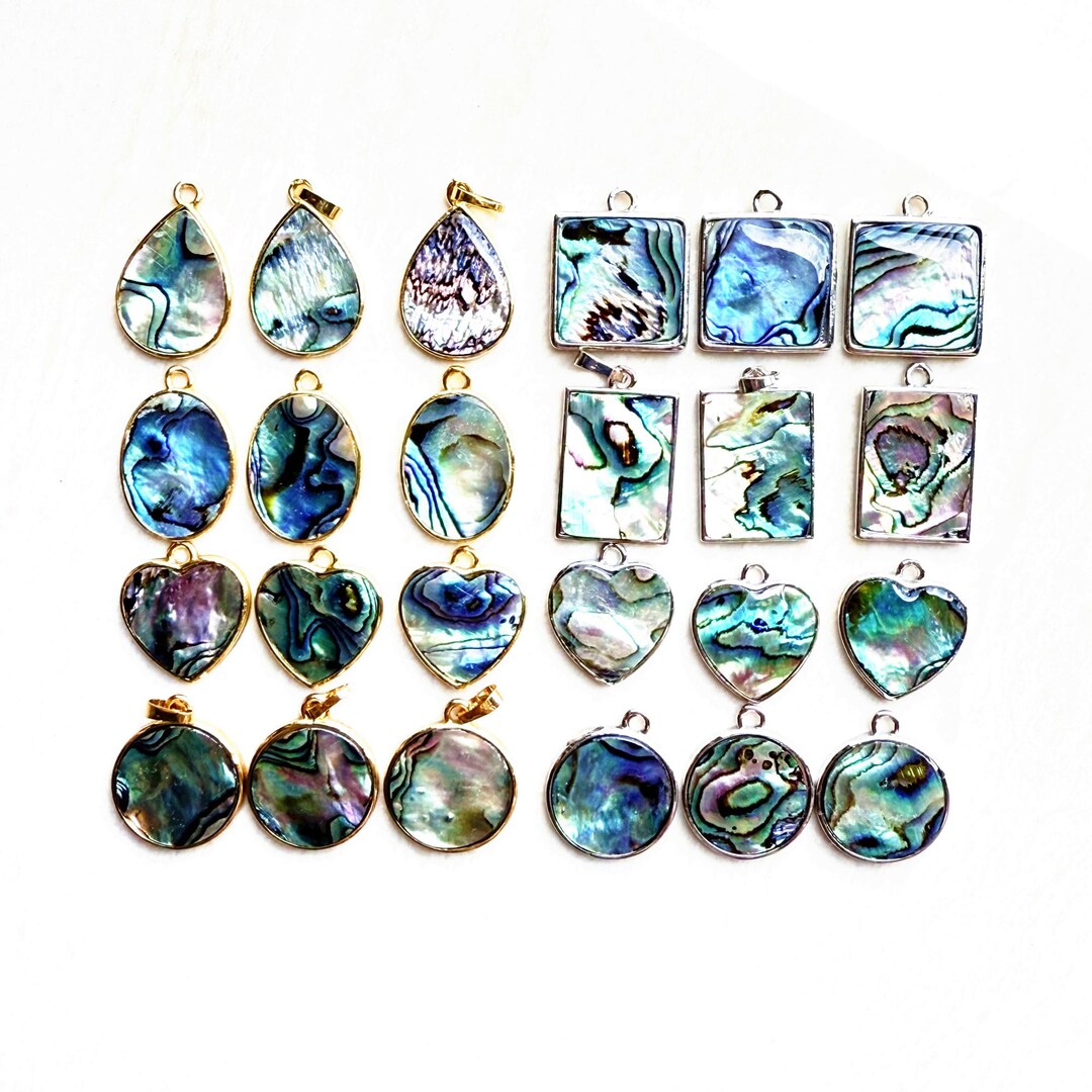 Mystic Petite Abalone Shell Bezel Double Bail Charm Pendant Connector ...
