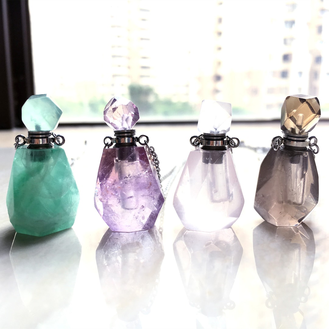 23 Gemstone for Choose, Faceted Perfume Bottle Pendant Necklace, Chakra ...