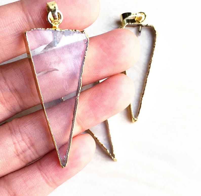 Natural Rock Quartz Triangle Pendant // Healing Gemstone - Etsy