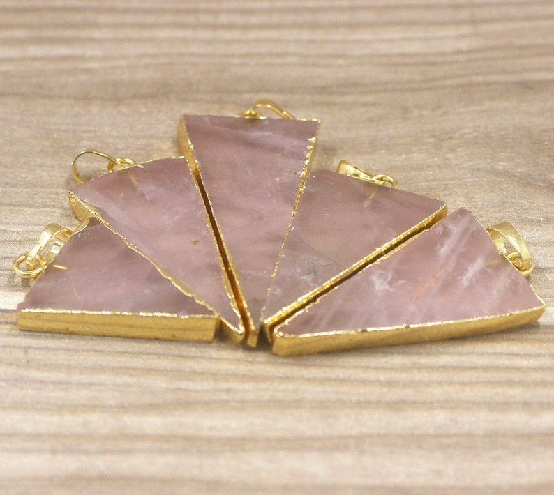 Natural Rose Quartz Triangle Pendant // Healing Gemstone | Etsy