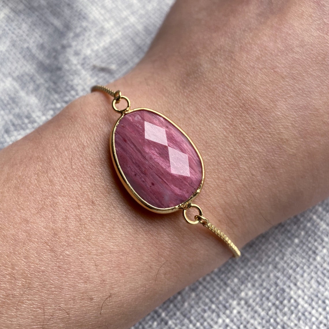 Gold Bracelet Healing Stone Crystal Quartz Bracelet Faceted | Etsy