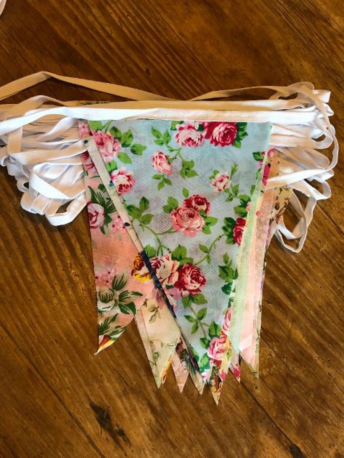 Wedding Fabric Bunting 40ft Vintage Shabby Handmade Flower - Etsy UK