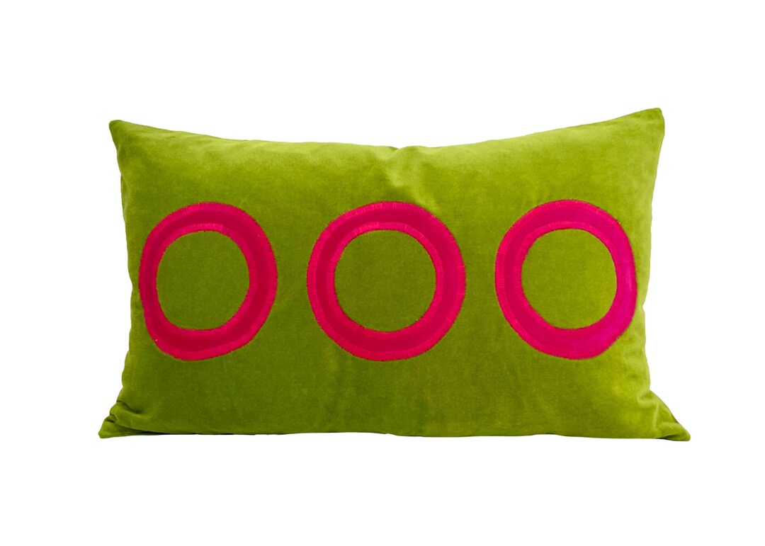 Lime and Fuchsia Circle Appliqué Circle Pillow Cover - Etsy