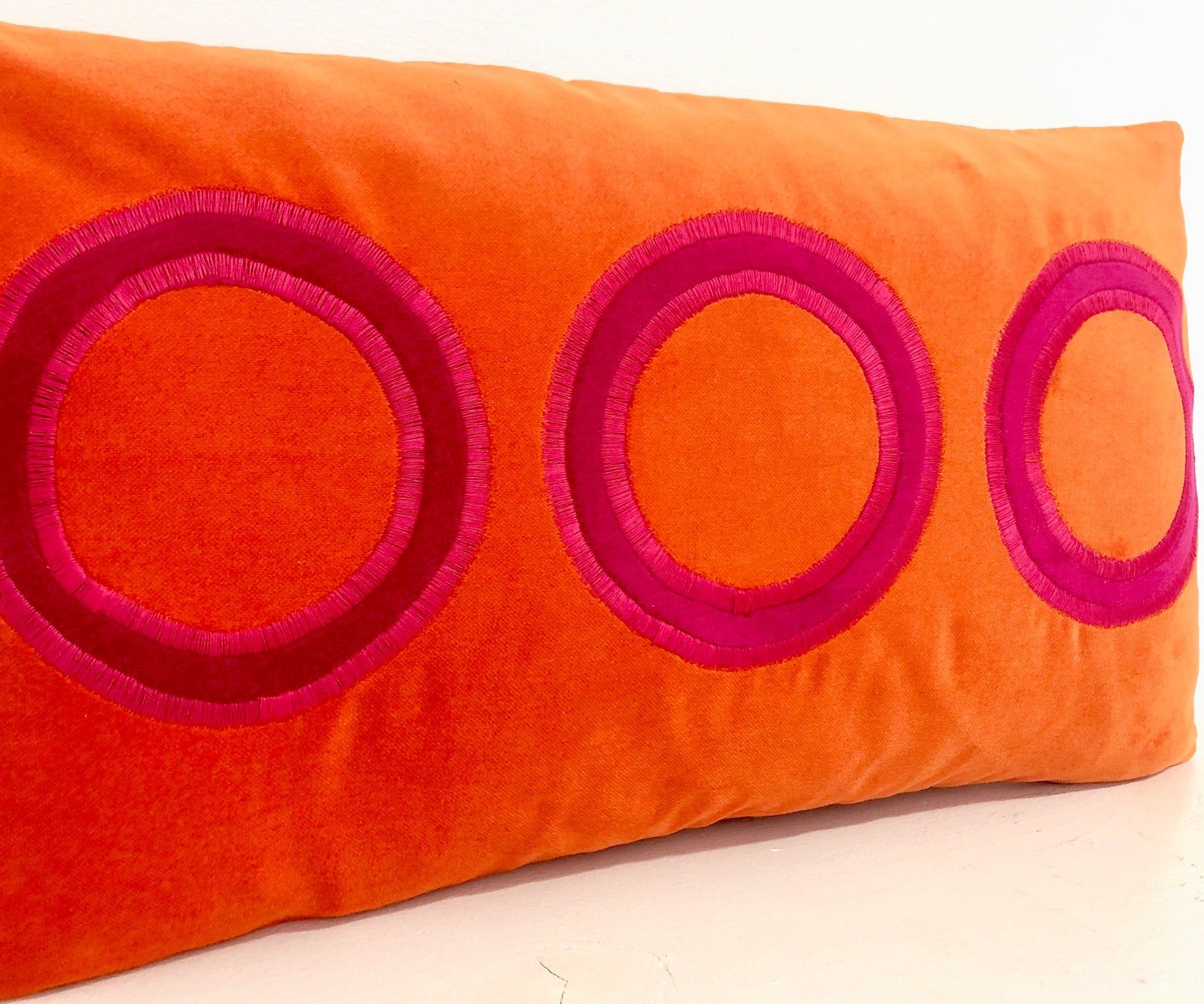 Orange and Fuchsia Circle Pillow Cover - Etsy