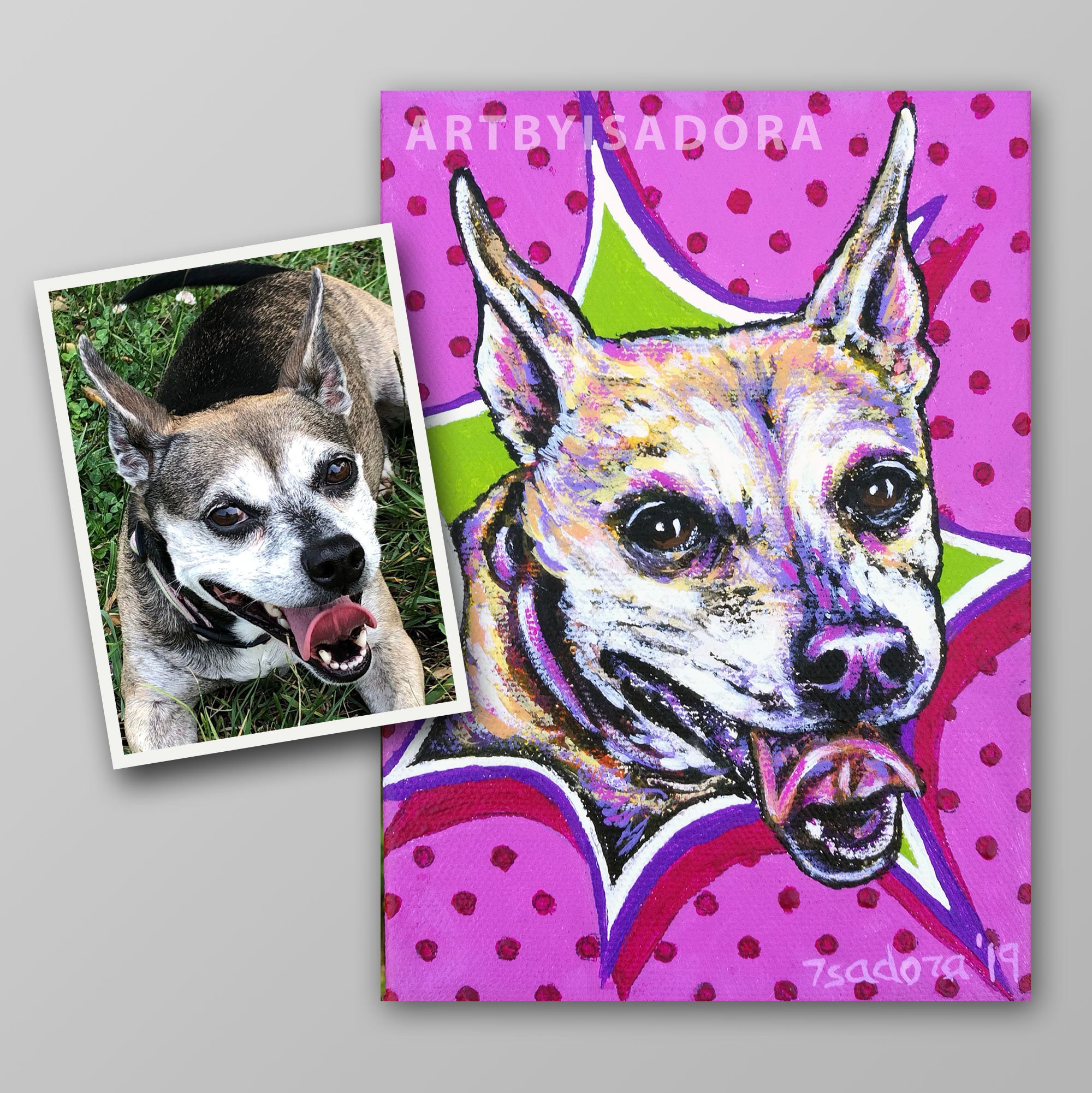 Pop Art Pet Portrait Hand Painted on Canvas Custom colorful | Etsy