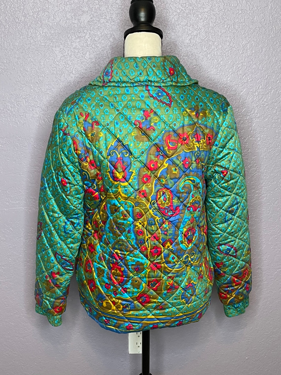 Vintage 60s Quilted Puffer Jacket Jewel Colors - Etsy