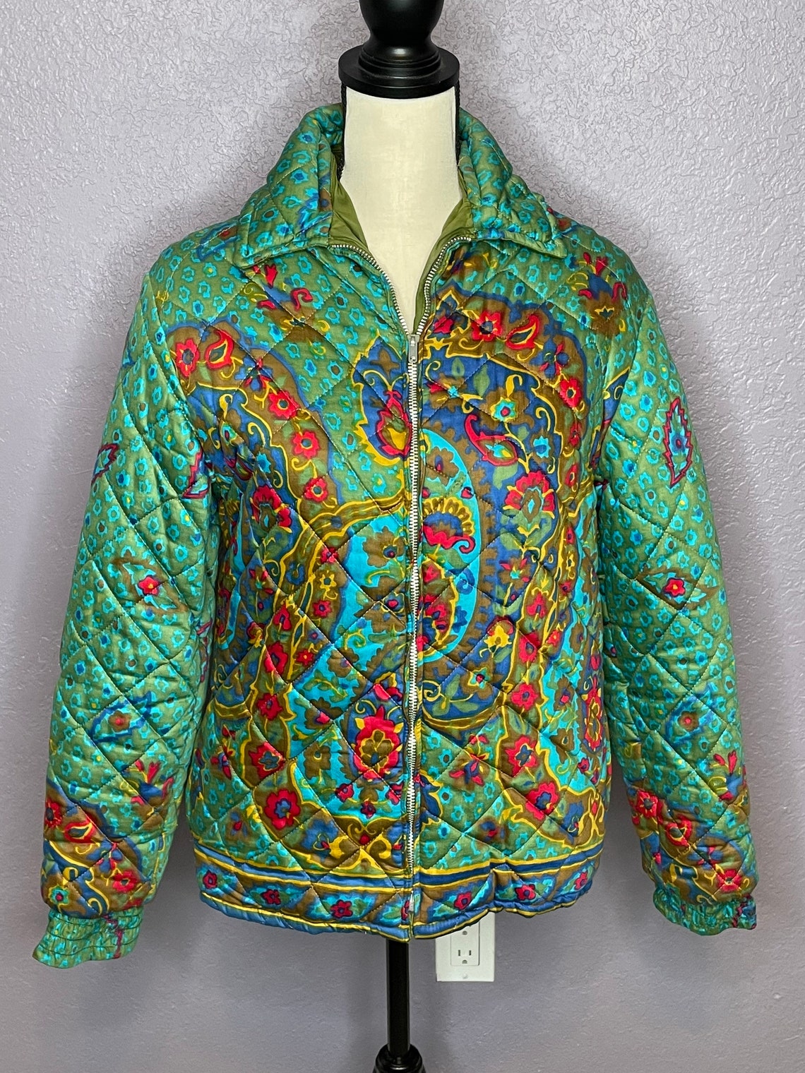 Vintage 60s Quilted Puffer Jacket Jewel Colors - Etsy