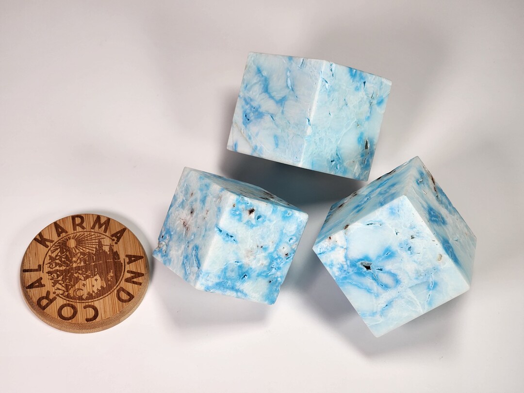 XL Blue Aragonite Gemstone Cubes, Blue Aragonite Cube, Self Standing ...