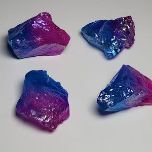 Vibrant Cotton Candy Aura Quartz Gemstone Chunks, Rainbow Aura Quartz ...