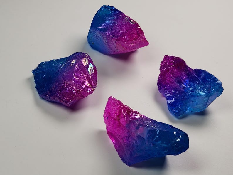 Vibrant Cotton Candy Aura Quartz Gemstone Chunks, Rainbow Aura Quartz ...