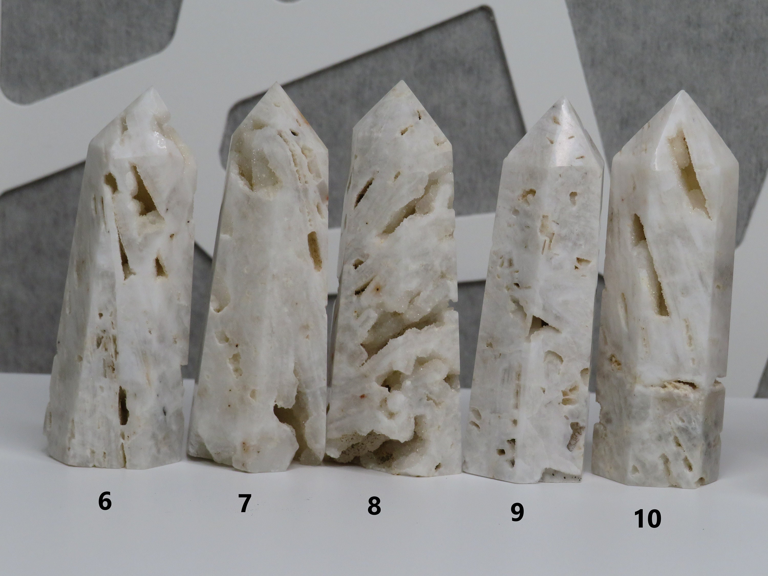 White Sphalerite Gemstone Towers, Druzy, Healing, Protection, Grounding ...