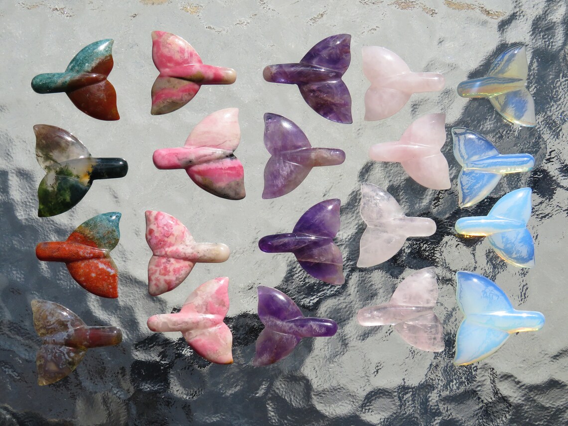 Crystal Gemstone Whale Tails Opalite Amethyst Ocean Jasper | Etsy