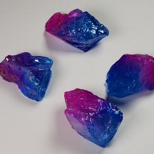 Vibrant Cotton Candy Aura Quartz Gemstone Chunks, Rainbow Aura Quartz ...