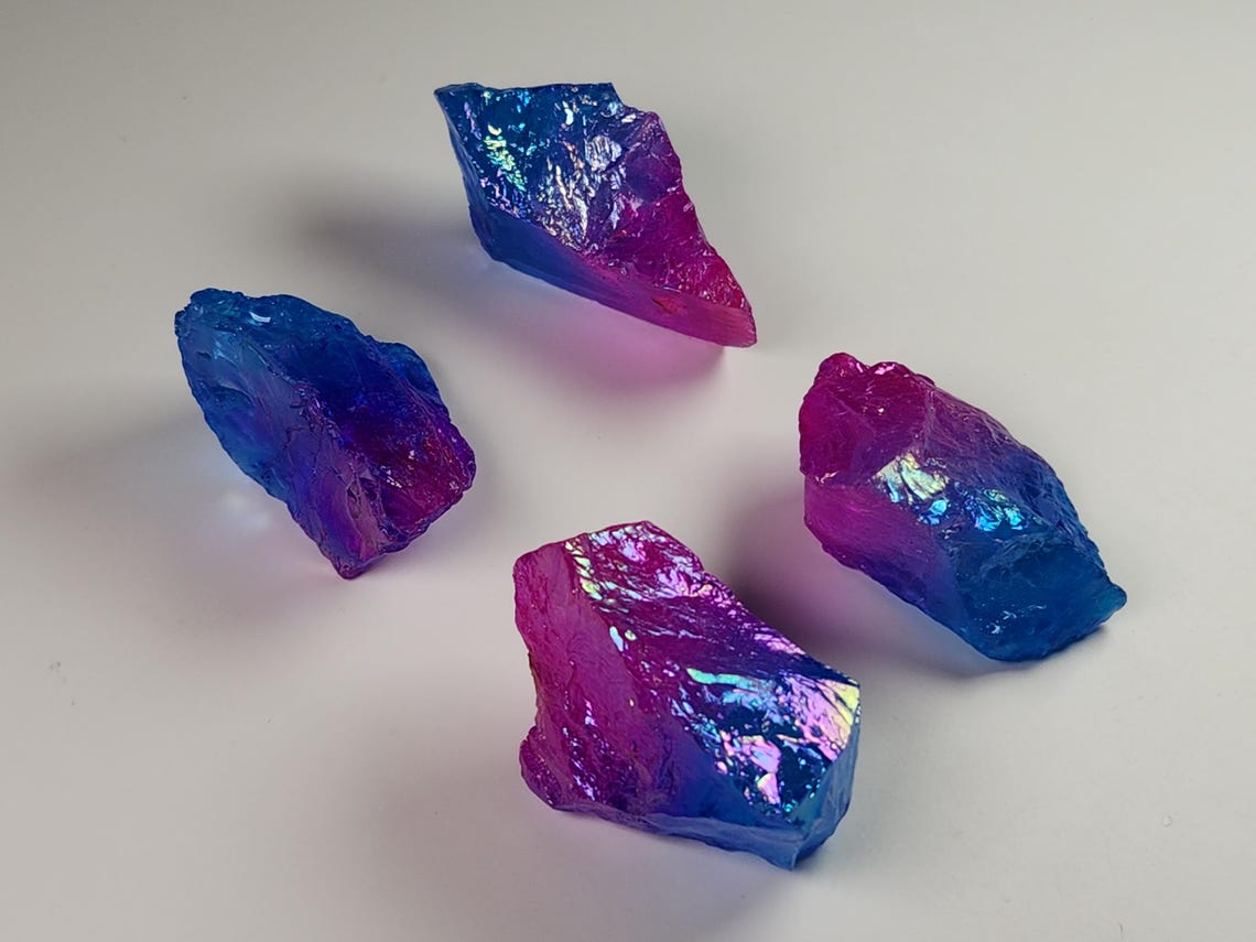 Vibrant Cotton Candy Aura Quartz Gemstone Chunks, Rainbow Aura Quartz ...
