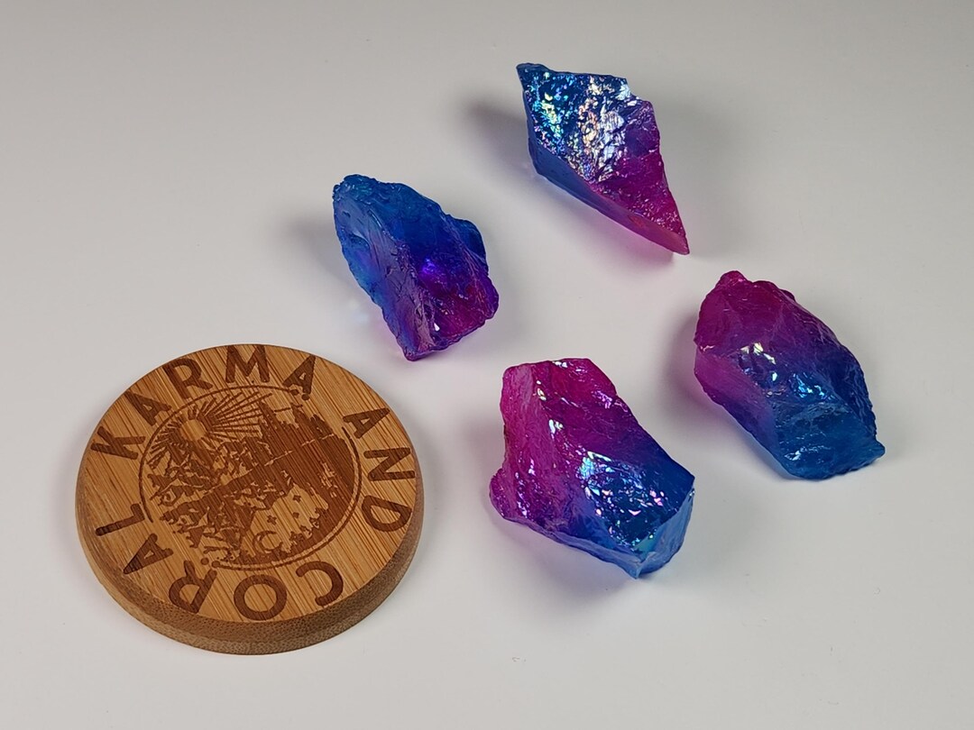 Vibrant Cotton Candy Aura Quartz Gemstone Chunks, Rainbow Aura Quartz ...