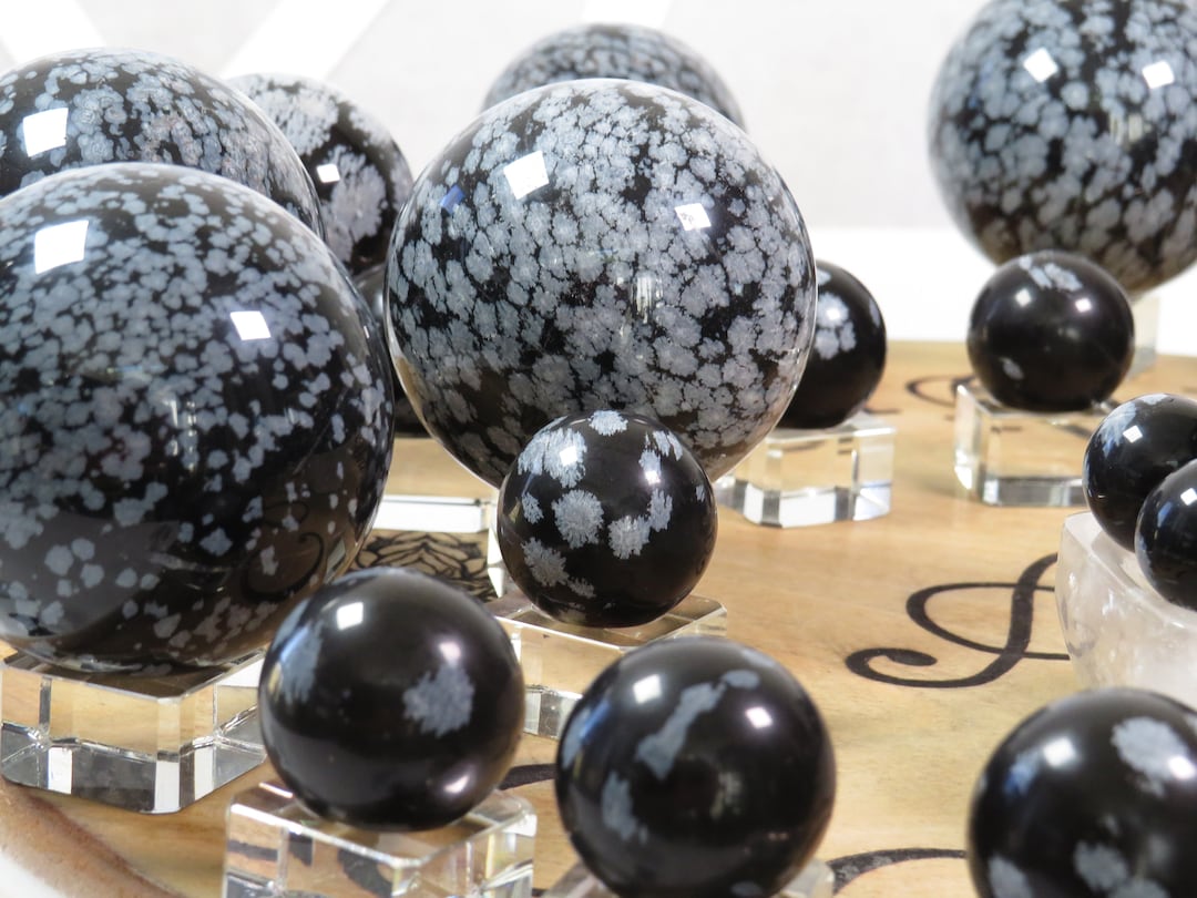 Snowflake Obsidian Spheres, Snowflake Obsidian, Gemstone Spheres ...