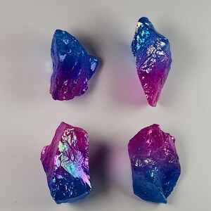 Vibrant Cotton Candy Aura Quartz Gemstone Chunks, Rainbow Aura Quartz ...
