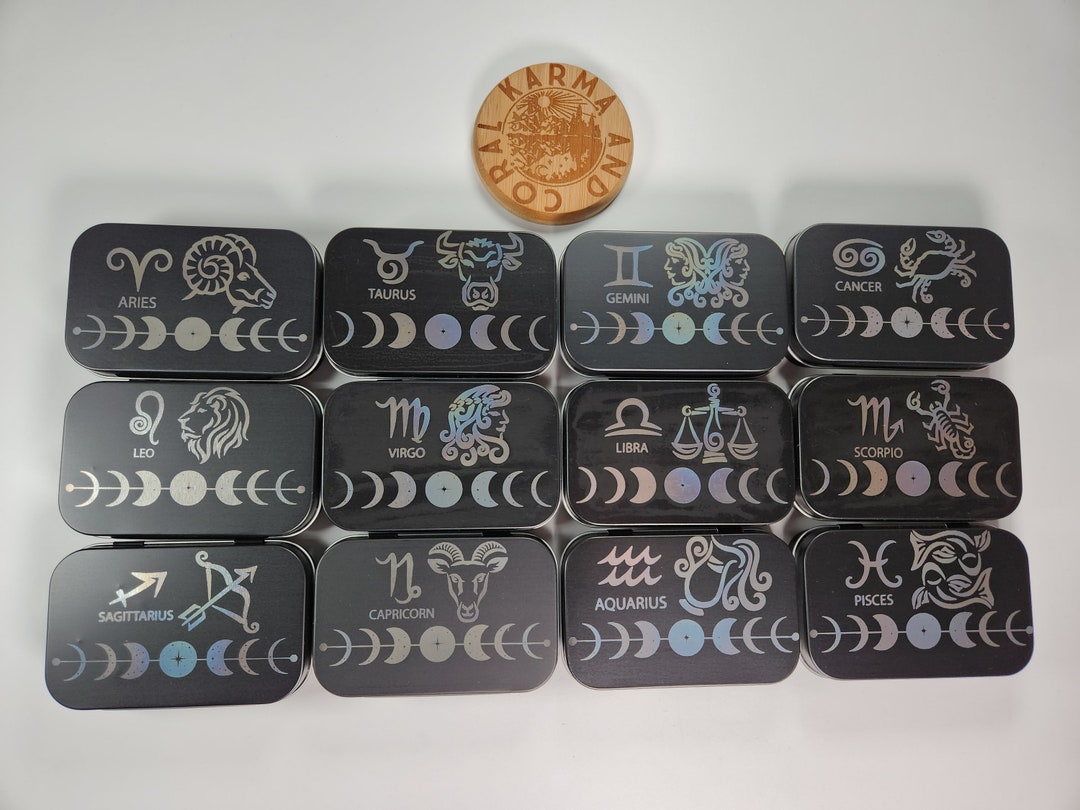 Zodiac & Astrology Crystal Etched Tin Astrology Crystal Kit - Etsy