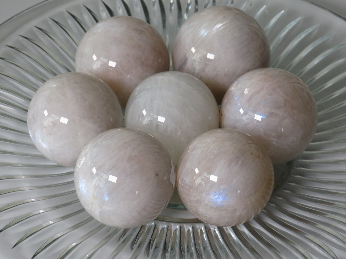 Natural Rainbow Moonstone Spheres AAA Rainbow White | Etsy