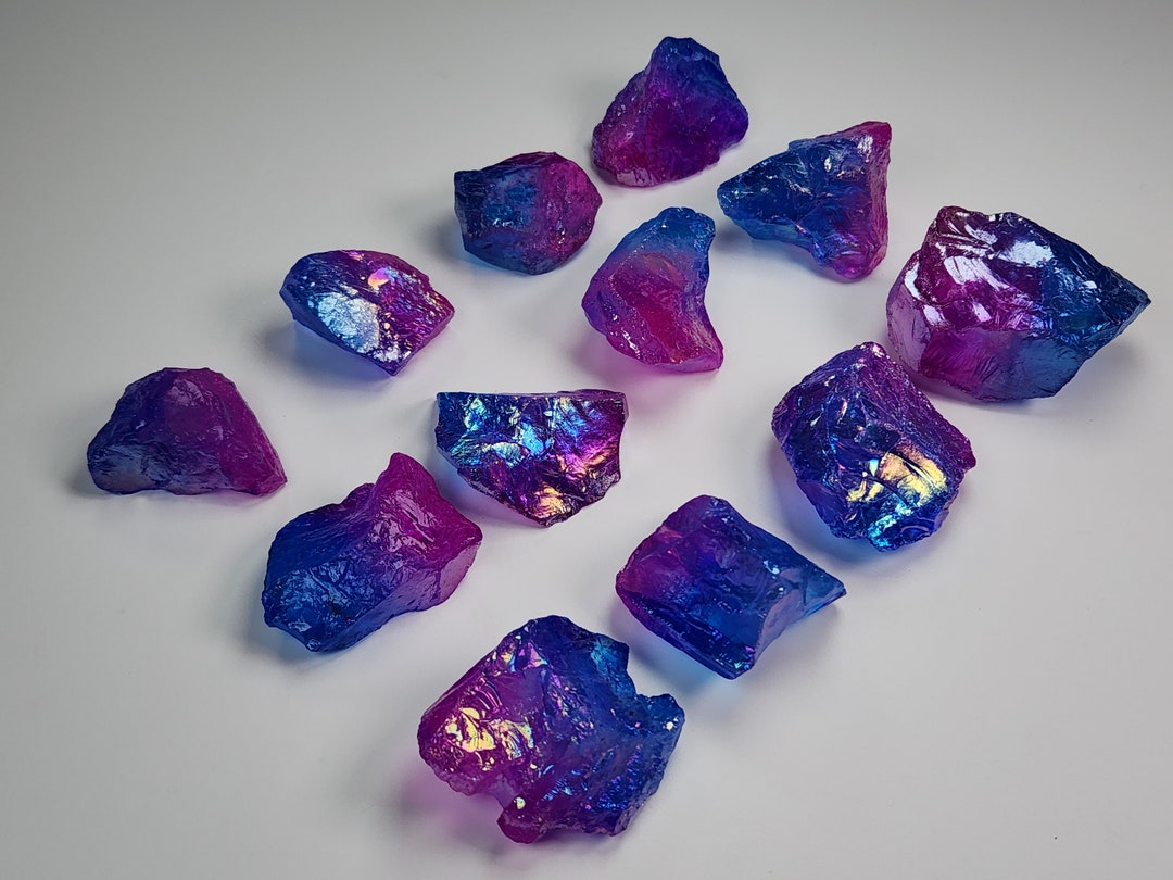 Vibrant Cotton Candy Aura Quartz Gemstone Chunks, Rainbow Aura Quartz ...