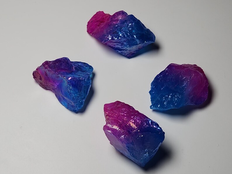 Vibrant Cotton Candy Aura Quartz Gemstone Chunks, Rainbow Aura Quartz ...