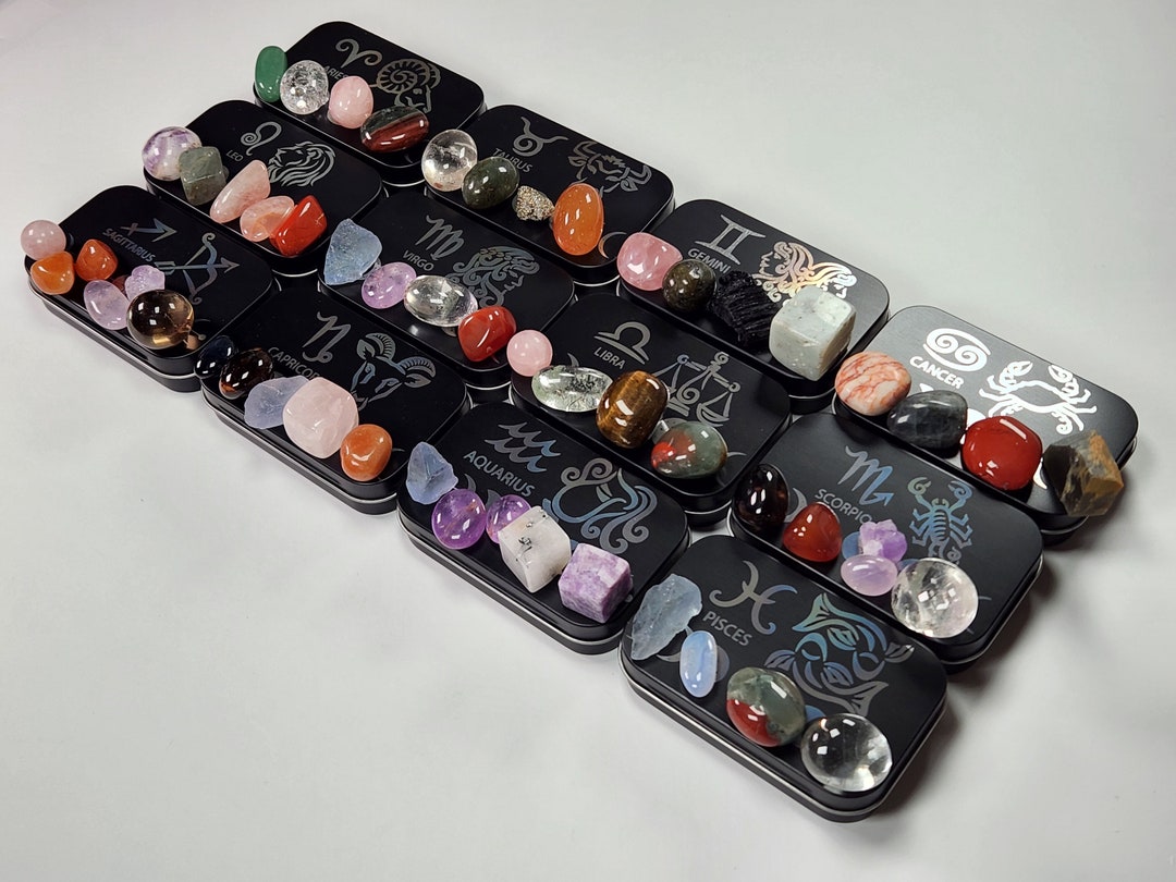 Zodiac & Astrology Crystal Etched Tin, Astrology Crystal Kit, Crystal ...