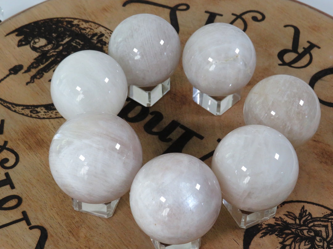 Natural Rainbow Moonstone Spheres, AAA Rainbow White Moonstone ...