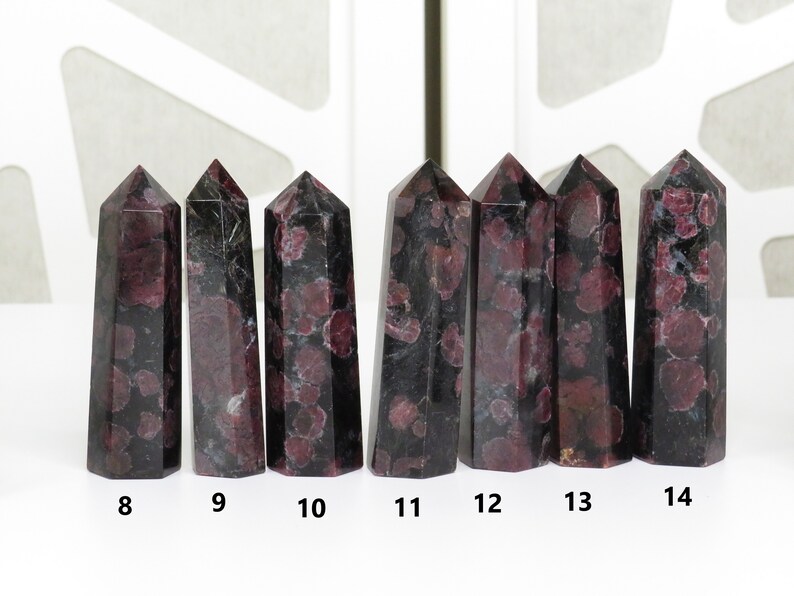 Astrophyllite and Garnet Gemstone Towers, Fire Works Gemstone Garnet ...