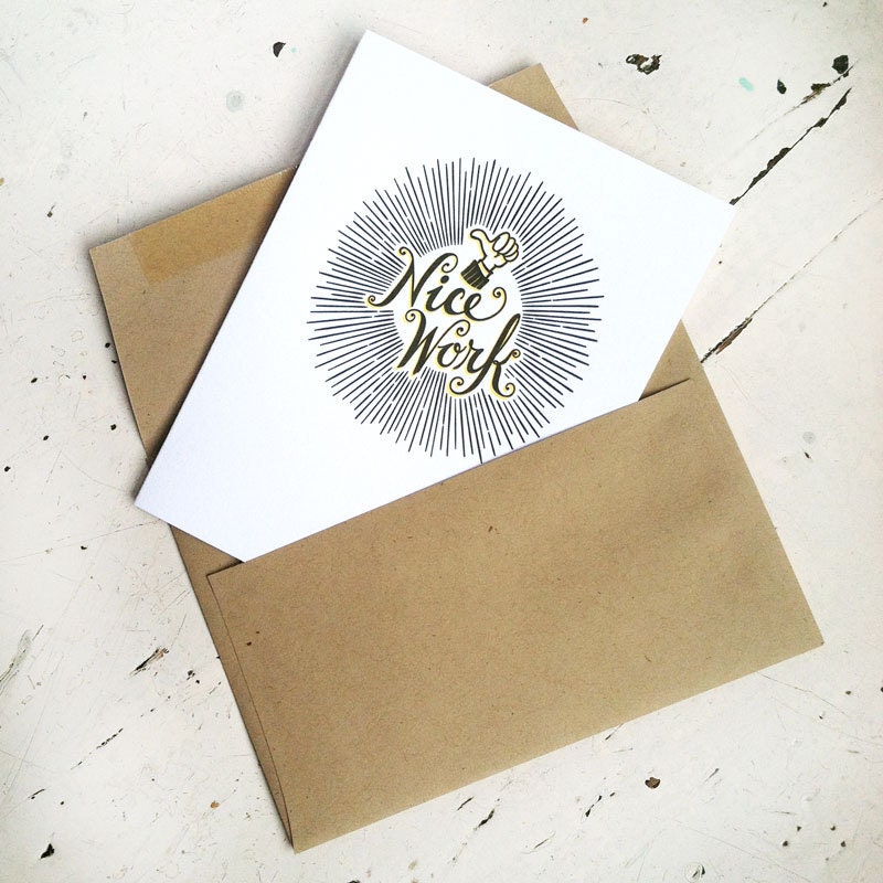 Nice Work, A2 Letterpress Card With Kraft Envelope. Congratulations ...