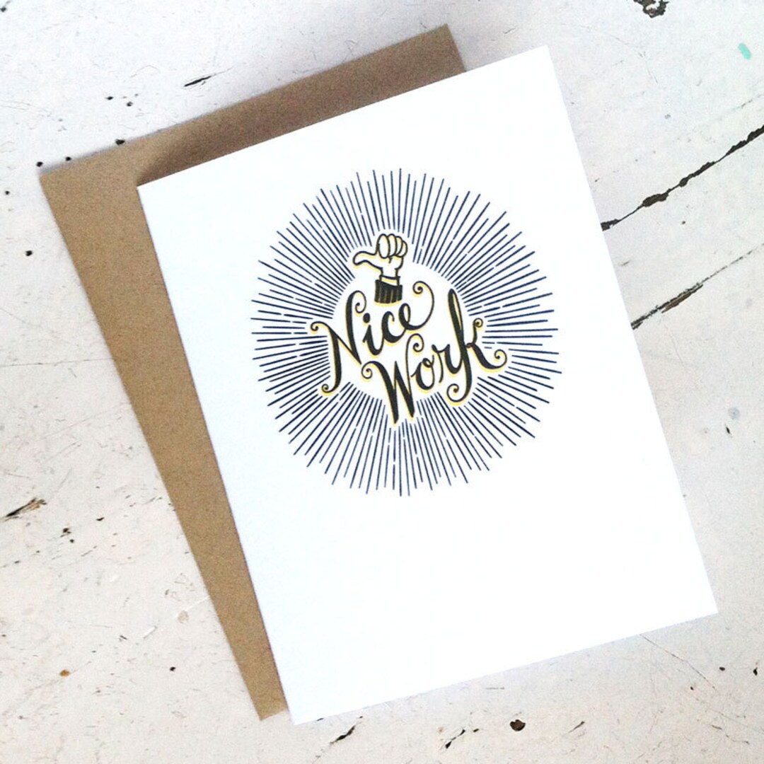 Nice Work, A2 Letterpress Card With Kraft Envelope. Congratulations ...