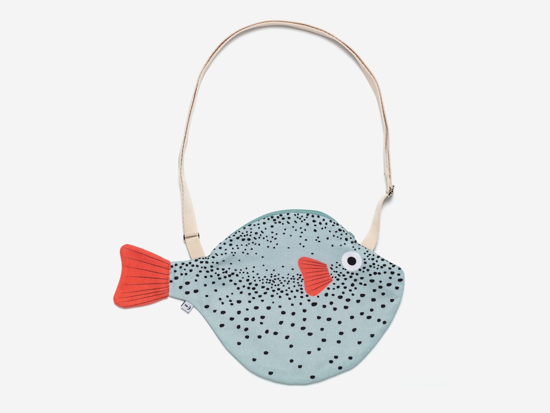 Small Aqua PUFFERFISH Fish Bag - Etsy