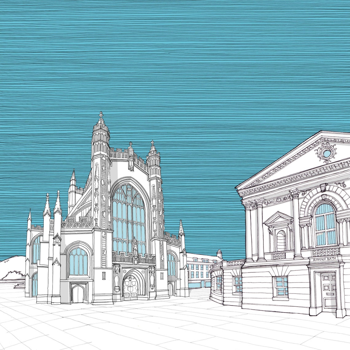 Bath Abbey Square Bath UK Architecture Art Print - Etsy