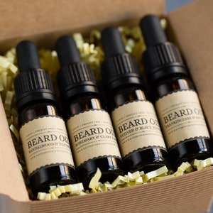 Beard Oil Gift Set Vegan Cruelty Free Beard Grooming and Care. Glass ...