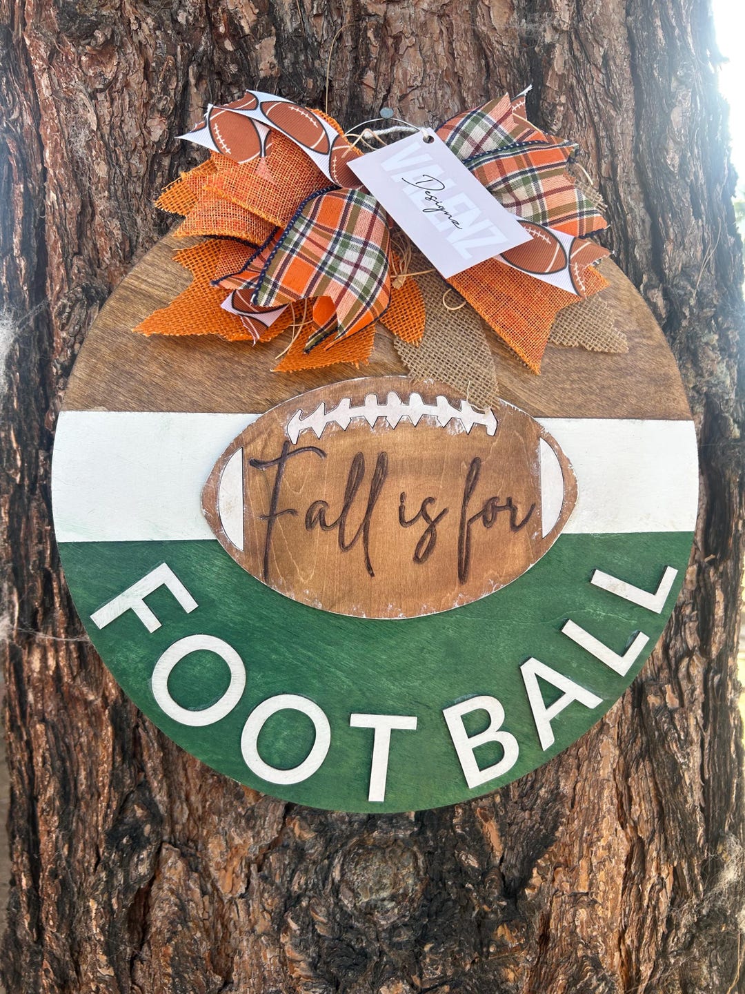 Fall Football Round Door Sign: Handcrafted 14-inch Wreath Home Decor ...